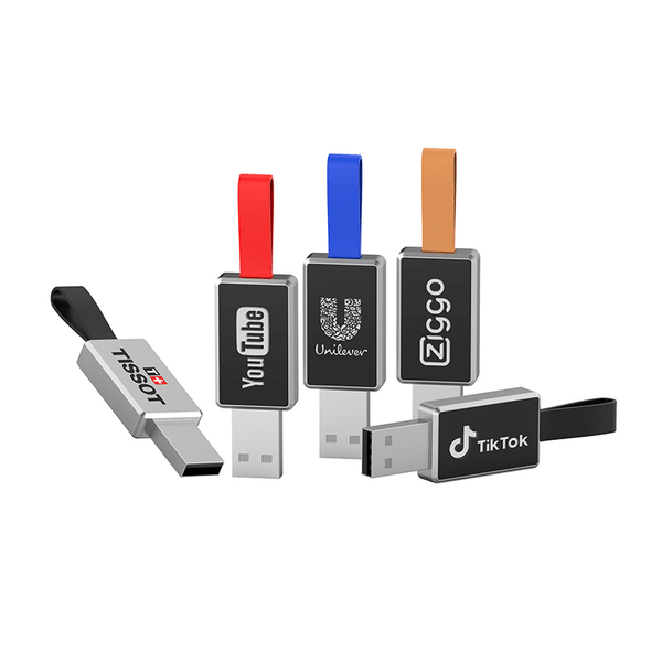 USB Flash Drive with Strap (LED Logo) - AbrandZ - AbrandZ