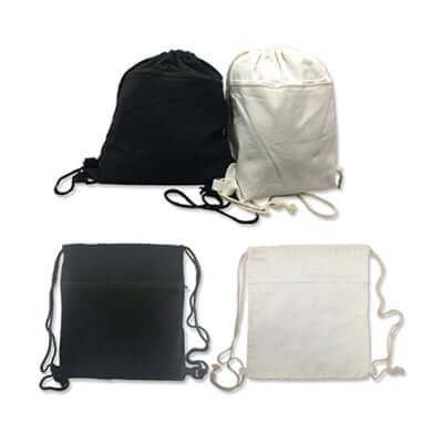 8oz Cotton Canvas Drawstring Bag with Zip Compartment | AbrandZ ...