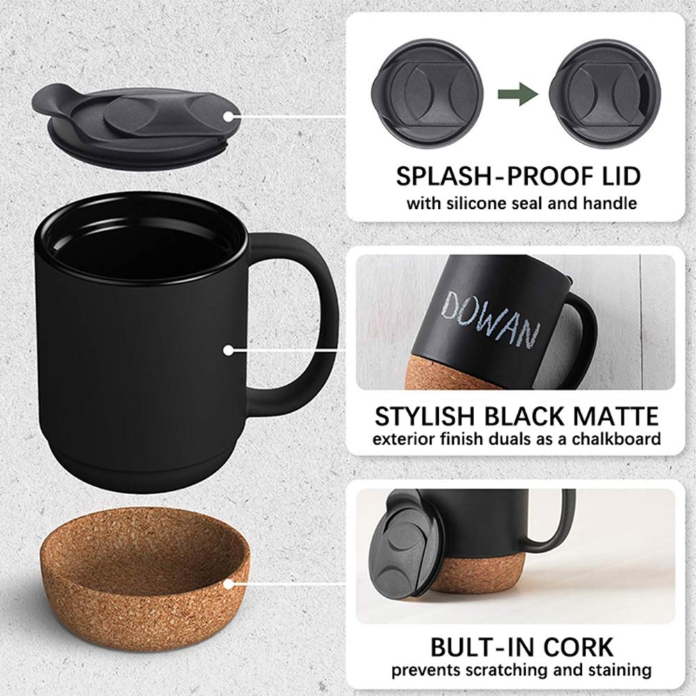 Insulated Splash-Proof Ceramic Coffee Mug with Cork Base | AbrandZ ...
